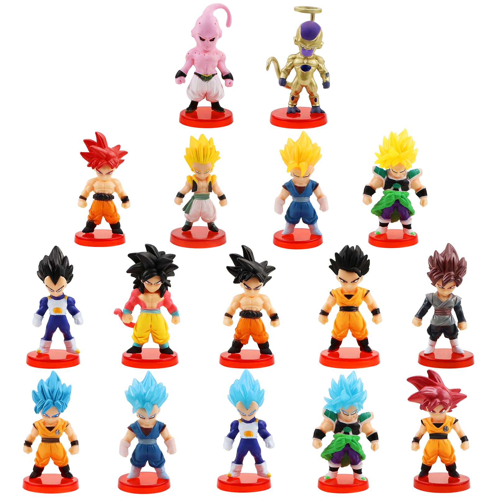 HONGFENG 16 Pack DBZ Anime Cartoon Cake Toppers,3" Goku Figures Cake Toppers Set.