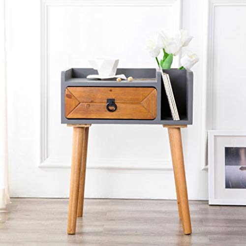 SJYDQ Steady Pine Wood Drawer Cabinet Handle Storage Cabinet Stable Bedside Table MDF Sheet Aluminum Nightstand Easy Install