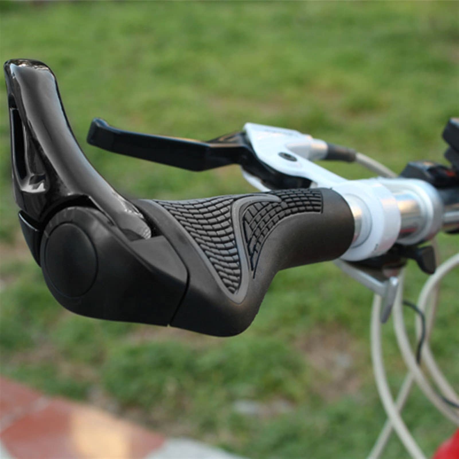 Handle Cover Cycling Mountain Bicycle/Bike Grips Handlebar Grips Handle Bar Grip End Lock-ON Ergonomic Bicycle Accessories Soft and Shockproof (Color : White)