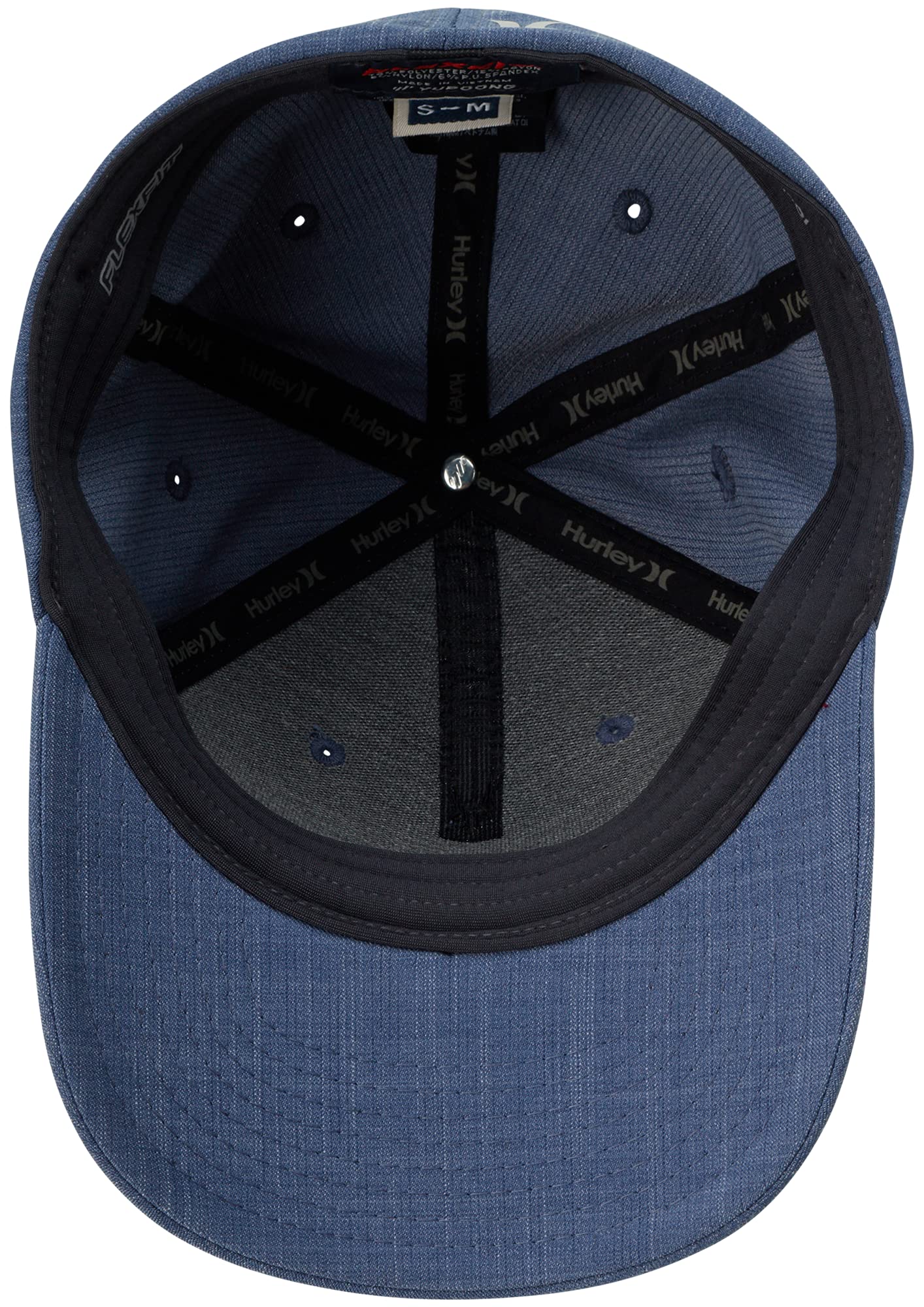 Hurley Men's Baseball Cap - H2O-DRI Line Up Curved Brim Fitted Hat, Size Large-X-Large, Blue