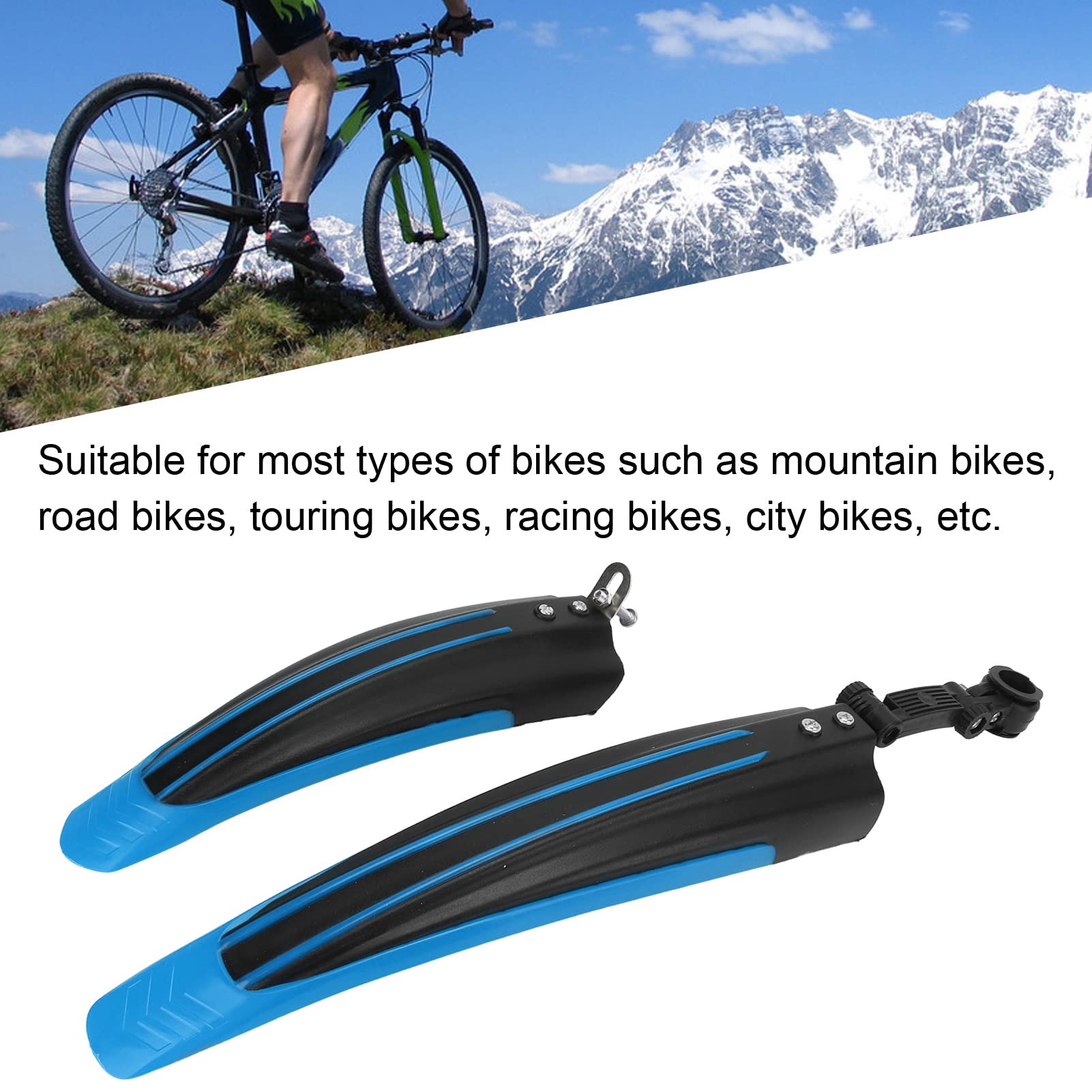 LAIONTY Bike Rear Mudguard Set Front Back Rear Tire Mud Guards Kit Easy to Install Mountain Road Bike Riding Cycling Accessory (Blue)