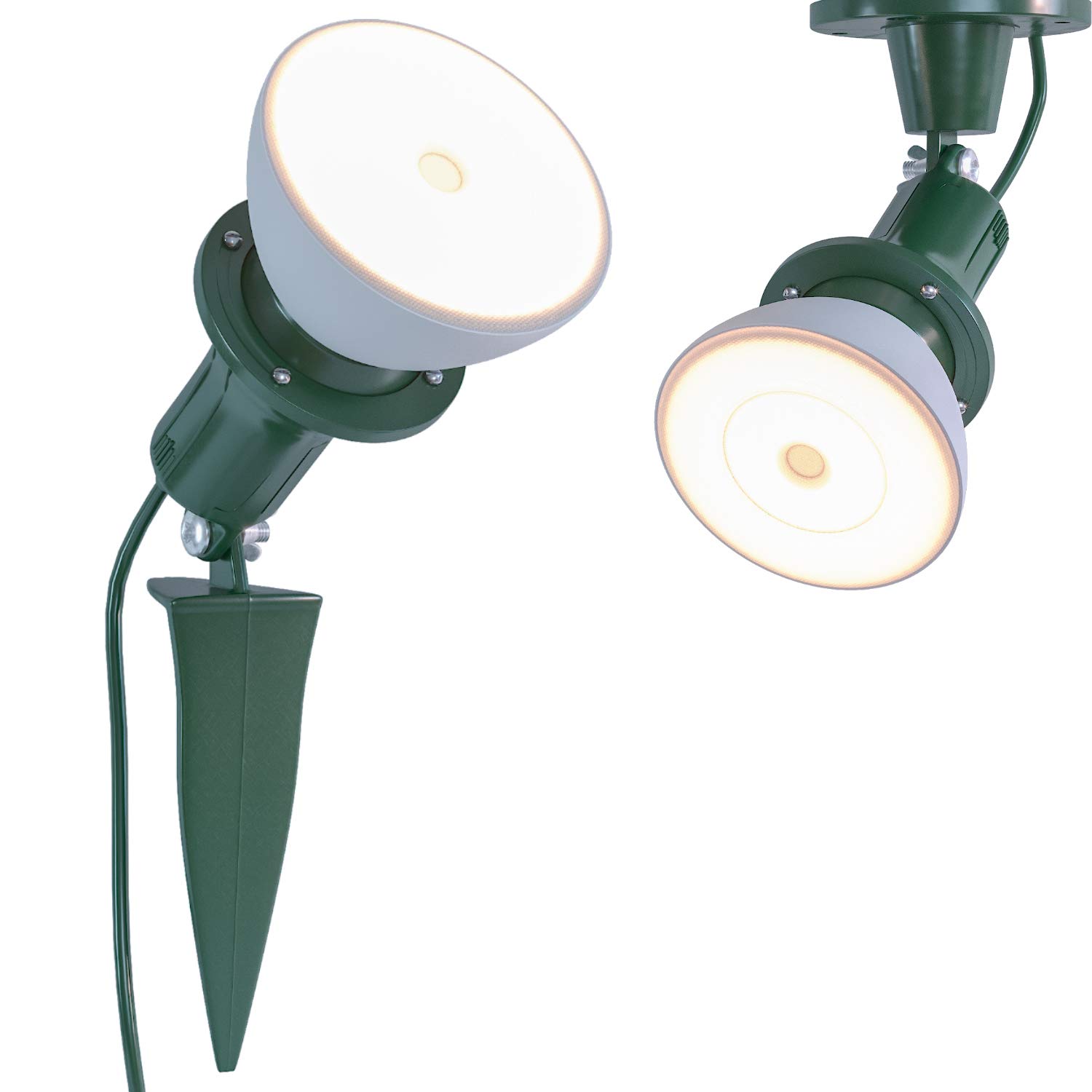 Home Intuition Outdoor Flood Stake Light Plug in Stakelight Fixture with Wall Mount (6-Feet Cord, 18/2-Gauge), 2-Pack