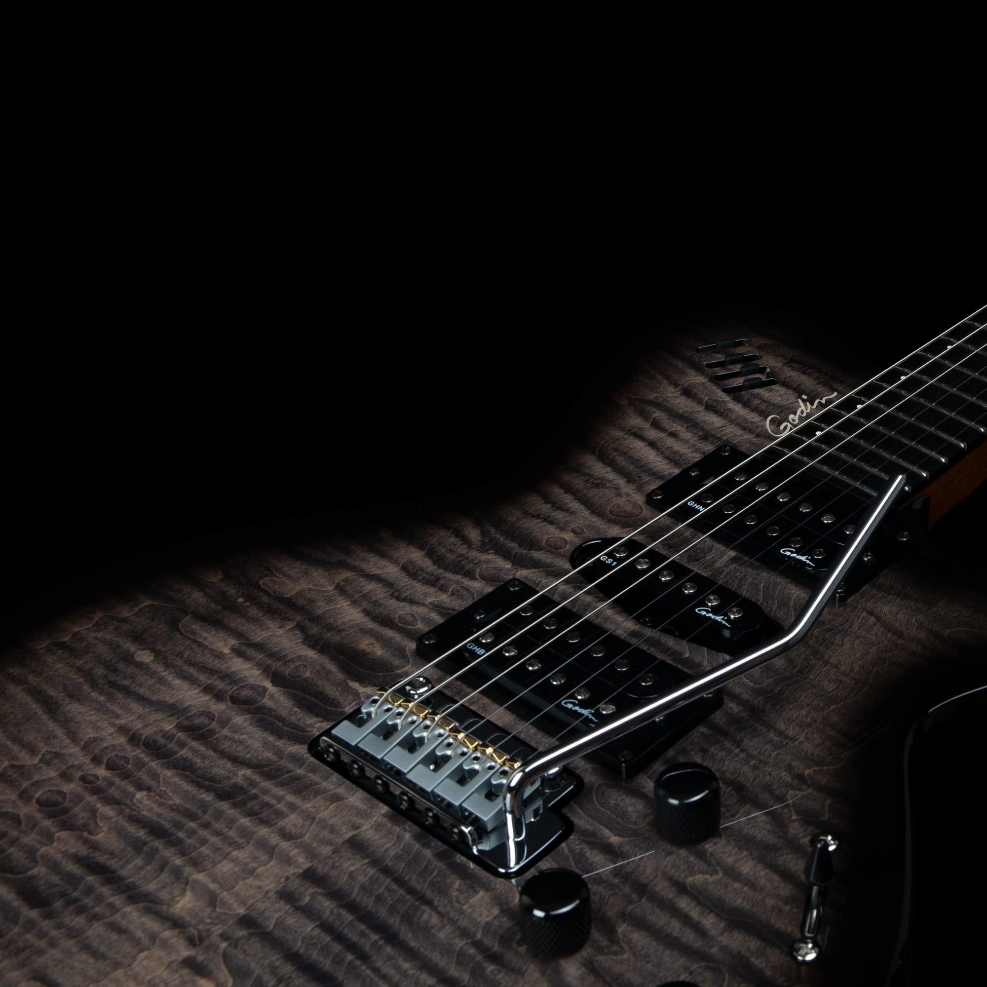 Godin XTSA Solid Body 3-Voice Electric Guitar (Trans Black)