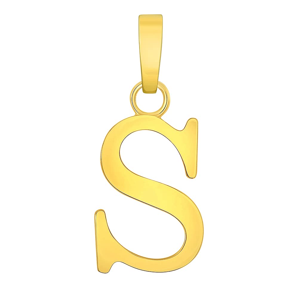 Jewelry America Solid 14k Yellow Gold Mini Uppercase Initial Block Letter V Charm Pendant