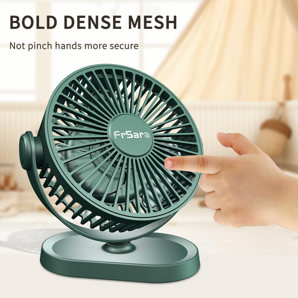 FrSara USB Desk Fan, Small Desk Fan 3-Speed Adjustable, 360-Degree Rotation Adjustment, Ultra-Quiet, Large Air Volume, Comfortable, Stylish, Easy to Use