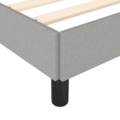 vidaXL Bed Frame, Upholstered Platform Bed, Single Bed Base with Wooden Slats Support for Bedroom, Light Gray 39.4"x74.8" Twin Fabric