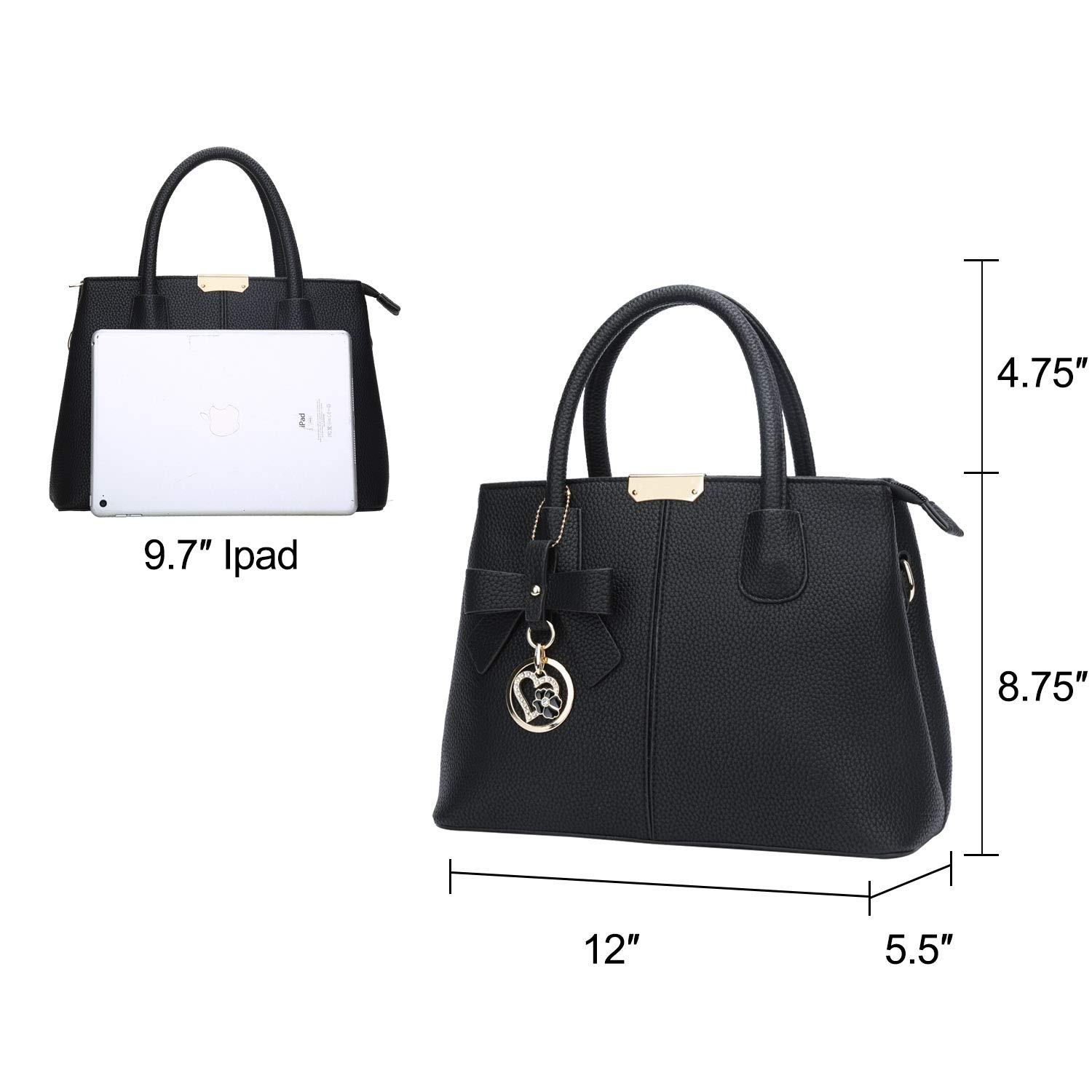 KKXIU Purses and Handbags for Women Top Handle Satchel Shoulder Ladies Crossbody Bags (E-Black)