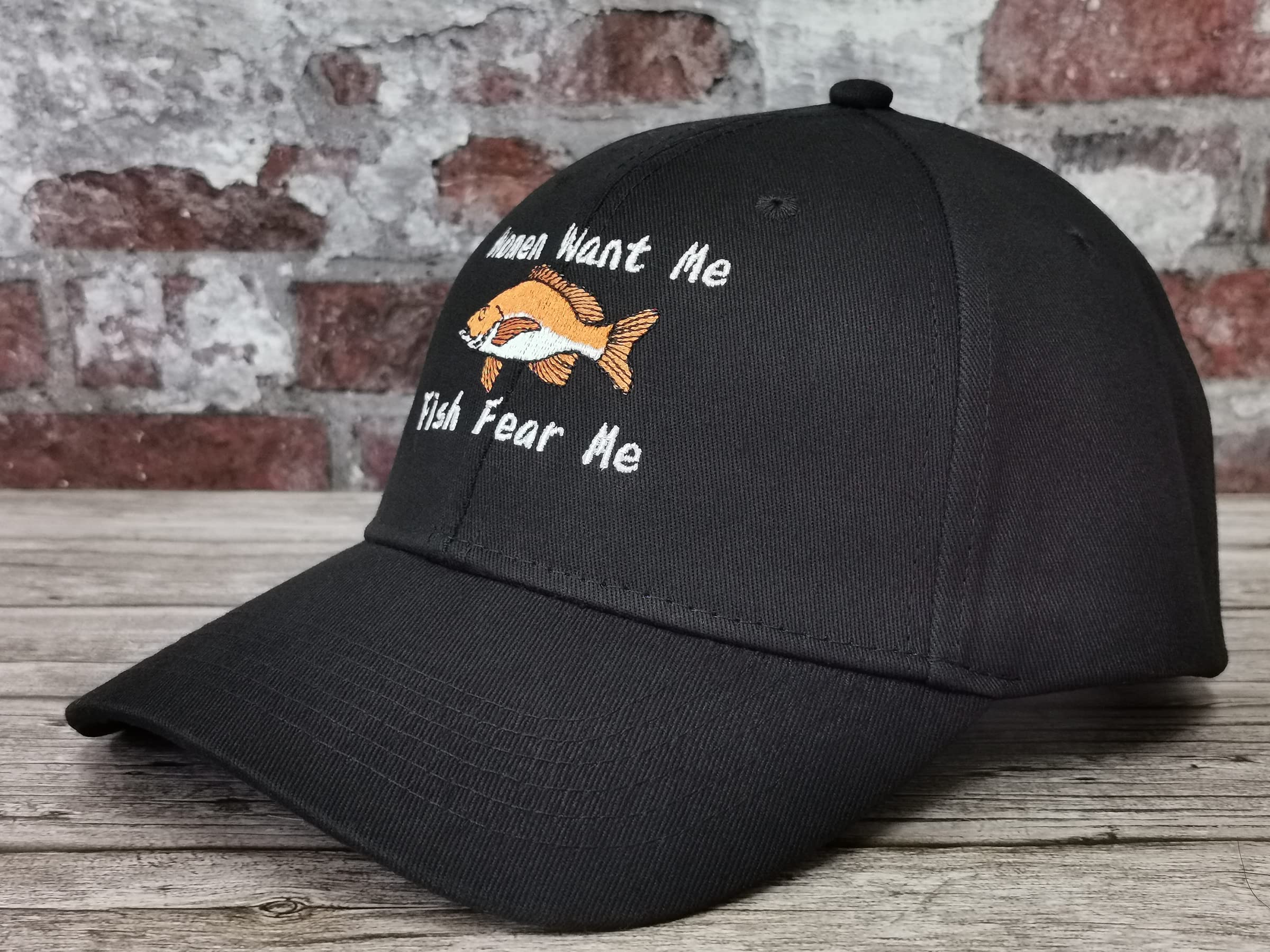 Hepandy Women Want Me Fish Fear Me Embroidered Baseball Caps for Men, Adjustable Black Trucker Hats Embroidery Snapback Cotton Animals Dad Hat