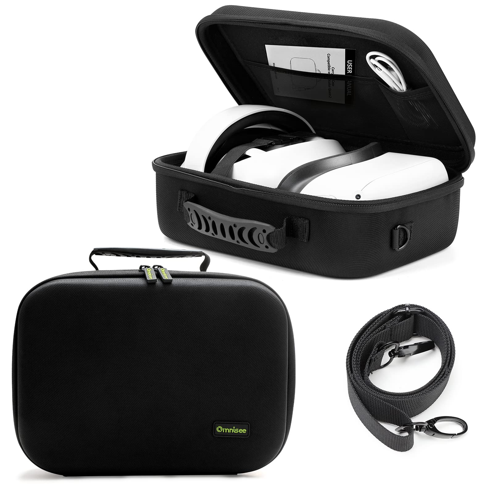 Hard Carrying Case Compatible with Meta/Oculus Quest 2 Accessories VR Headset with Elite Strap Original, Controllers and Others, Case Suitable for Travel and Home Storage with Crossbody Shoulder
