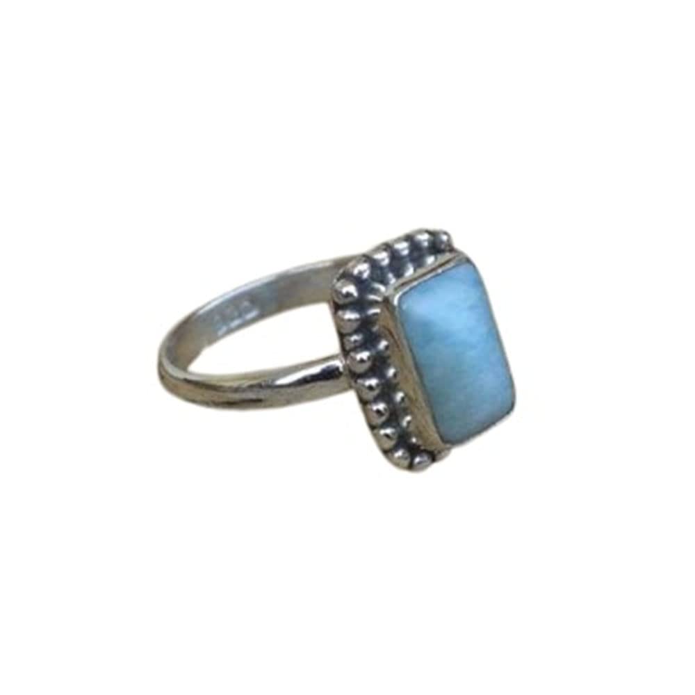 Larimar Ring, Stacking Ring, Gift For Girls, Handmade Ring, 925 Sterling Silver, Boho Larimar Ring, Statement Ring, Gift For Her, Dainty Ring, Vintage Ring, Minimalist Ring, Beautiful Larimar Ring