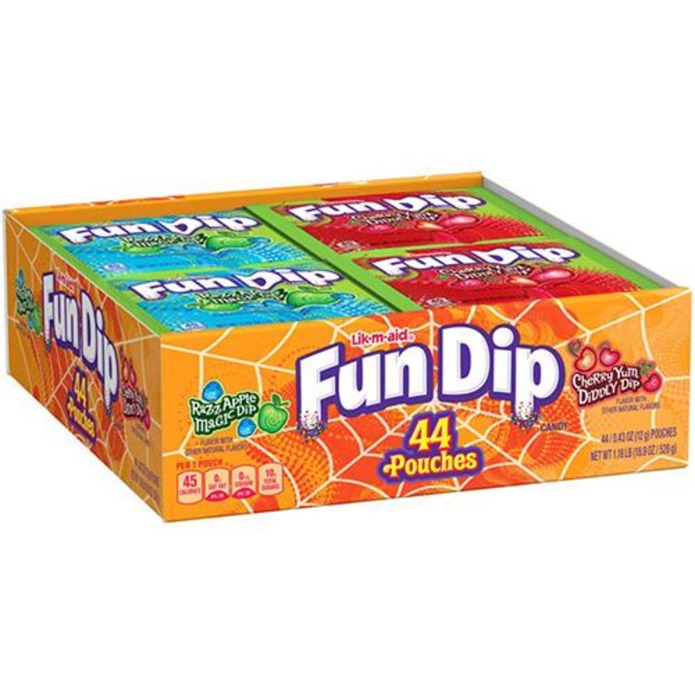 Fun Dip Candy, Halloween Trick or Treat Razz Apple Magic Dip & Cherry Yum Diddly Dip Candy Pouches, 44 ct