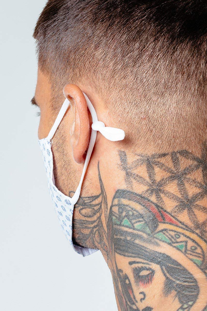 Hype ADULT WHITE BLUE GEO ADJUSTABLE FACE MASK