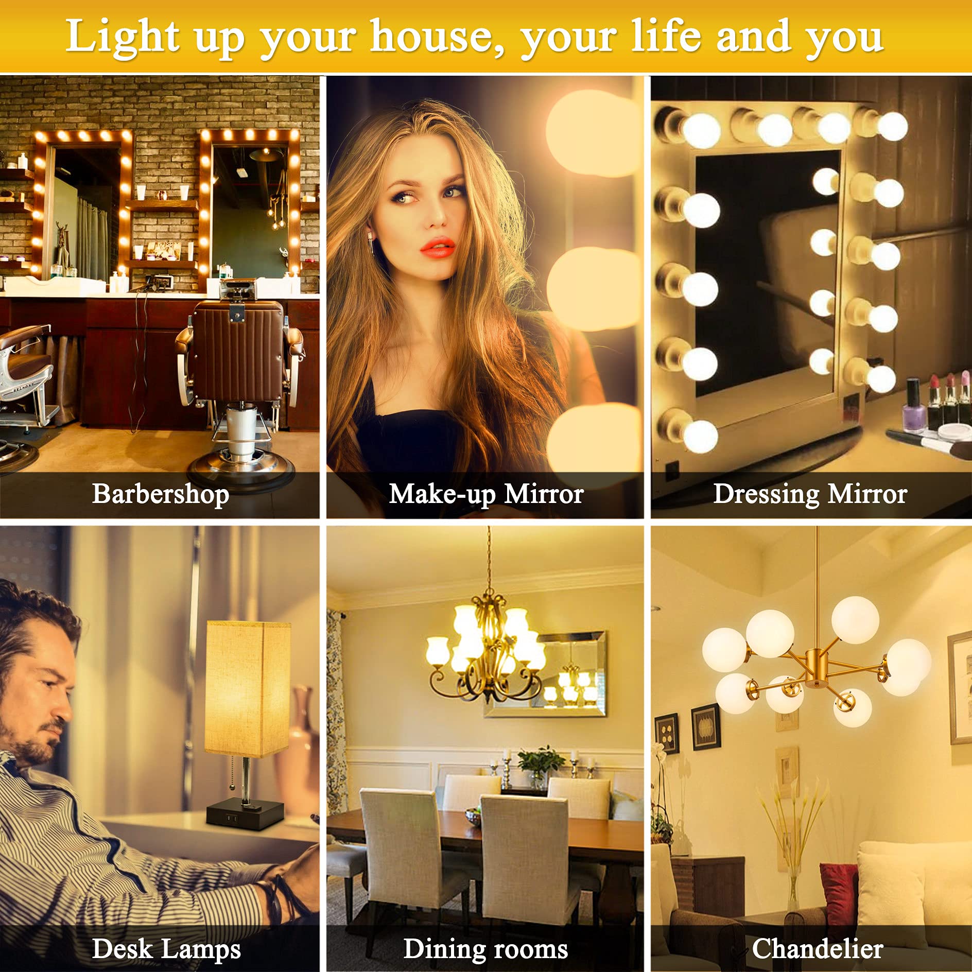 hansang LED G25 Globe Light Bulbs Dimmable 2700K Soft Warm White, 60W Equivalent Vanity Round Light Bulb with E26 Medium Base, Bathroom Light Bulb for Makeup Mirror Home Lighting, 500LM, 8 Pack