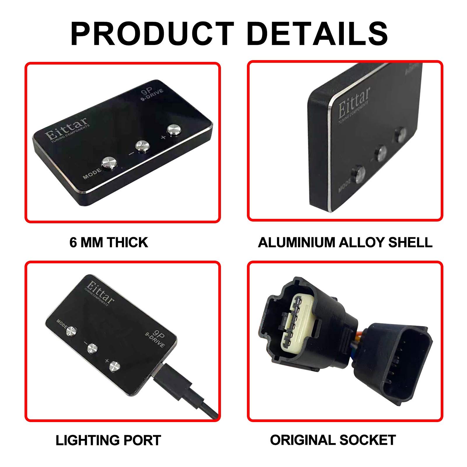 GWNOWZZET 9 Drive 9 Mode Pedal Accelerator Compatible with FORD F150/250/350/450/F550 2011+,MUSTANG 2011+,RANGER 2012+ (9P-261)