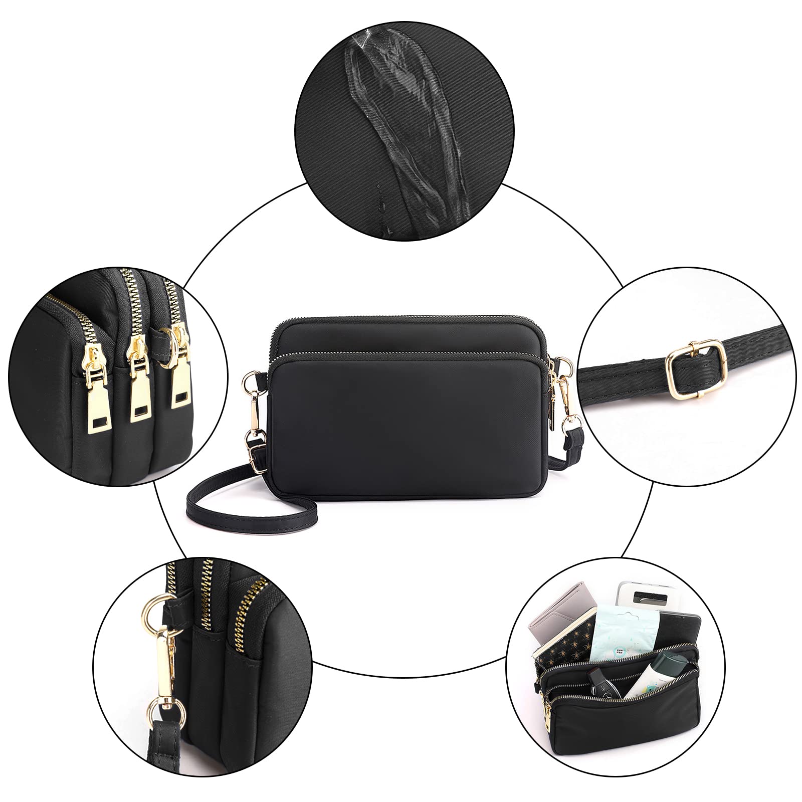 LassZone Women Cross Body Bag Small Shoulder Bag Phone Wallet Zipper Handbag Purse Adjustable Strap for Ladies