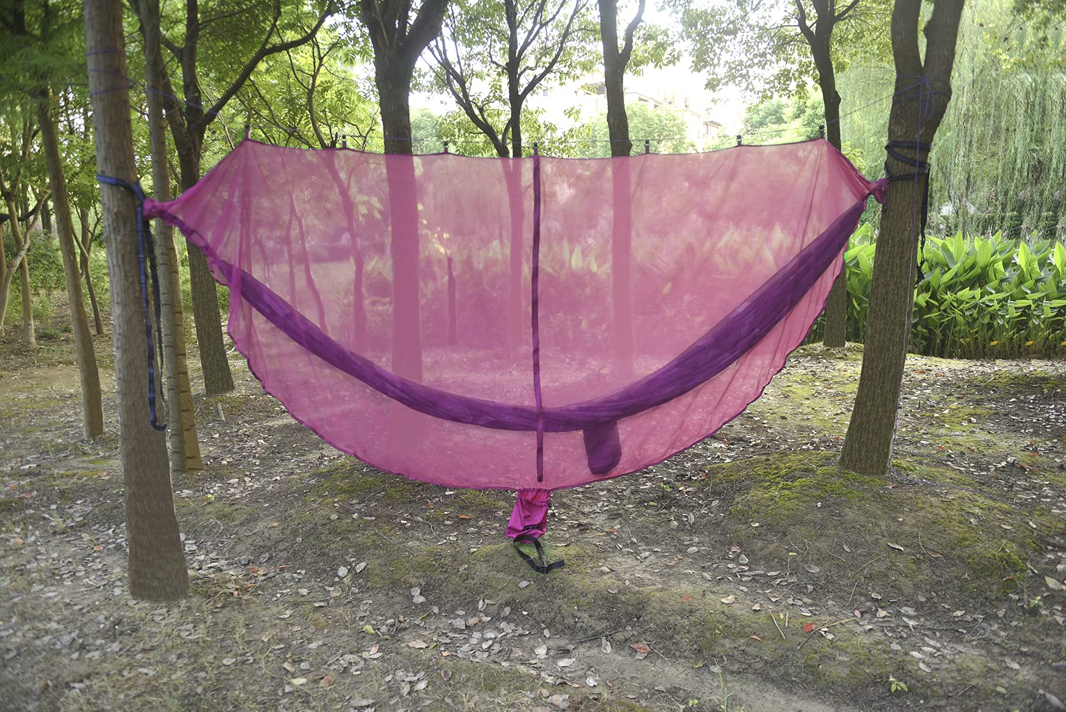 Gold Armour Camping Hammock with Bug Net - XL Double Hammock Portable Hammock Camping Accessories Gear Mosquito Bug Net Set for Outdoor Indoor, USA Based Brand (Fuchsia & Pink)