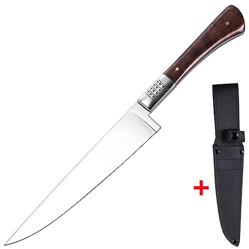 Grand Way Hunting Survival Fixed Blade Knife - Tactical Knife with Wood Handle for Hiking Camping and Fishing - Big Blade Kitchen Chefs Knife 3282