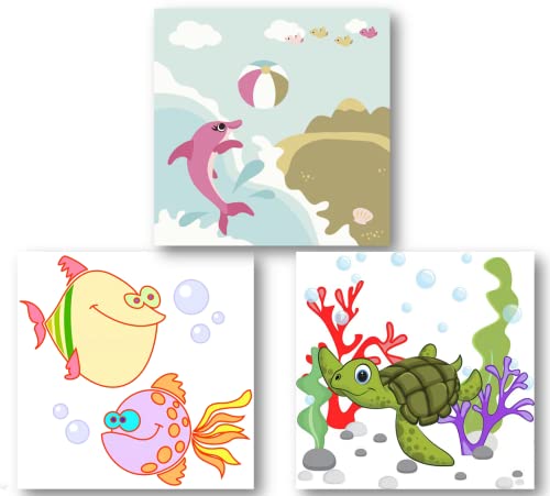 HY-Funclub Paint by Number Kits for Kids Ages 4-6 - 8-10 - 12, DIY Acrylic Painting Kits with Framed Canvas, 8” x 8” 3 Pack