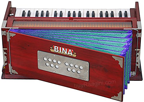 Harmonium, BINA No. 9A, In USA, 7 Stops, 3 1/2 Octaves, Rosewood Color, Coupler, Special Double Reeds, Bag, Indian Musical Instrument (GSB-BCB)