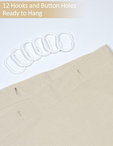 SUMGAR Cotton Shower Curtain Boho Farmhouse Shower Curtains for Bathroom with Tassels & Jacquard Striped Window, Beige Fabric Fringe Shower Curtain Set with Hooks, 72" x 72"