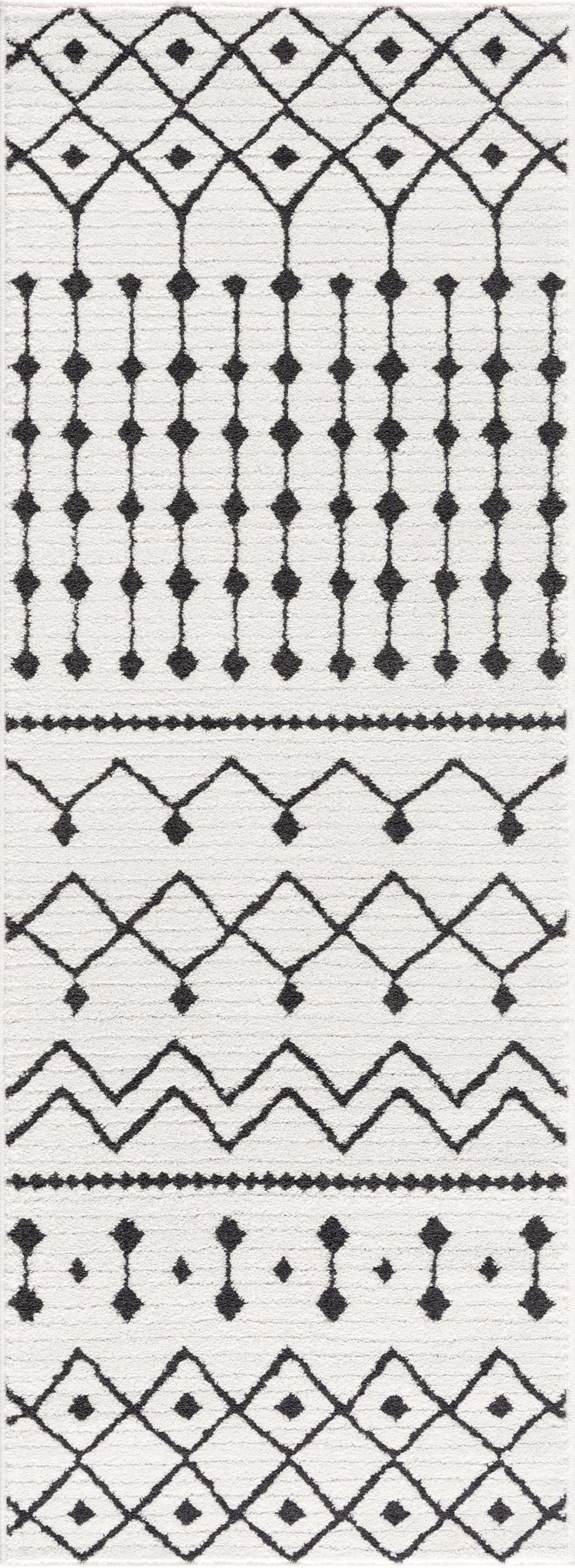 Hauteloom Ringwood 8' 10" x 12' Moroccan Farmhouse Shag - Black, Charcoal, White Bohemian Area Rug - Rectangle - Polypropylene and Polyester Blend