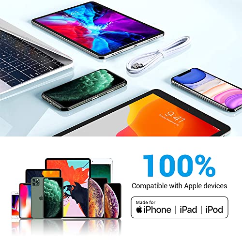 ilikable iPhone Cable MFi Certified - 6FT 3Pack Premium iPhone USB Charging Cable Cord Compatible with iPhone 12 Pro Max 11 Pro SE Xs Max 8 7 6 Plus 6s 5s, iPad Pro Air Mini Touch - White