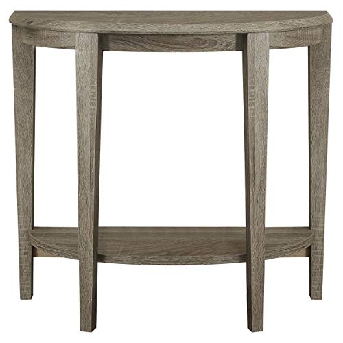 Hallway Console Half Moon Table Entryway Furniture Display Storage 2 Tier Shelves Telephone Stand Modern Curved Design Home Office Living Room Side Accent Table Dark Taupe