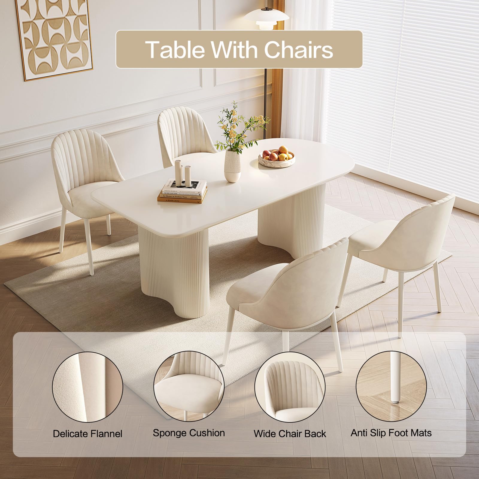 GraceNook 63" White Dining Table, Oval Dining Room Table, Modern Dining Table for 2,4,6 Person, Kitchen Table, Nook Dining Table Set for Dining Room,Kitchen,Breakfast Nook or Reception Room