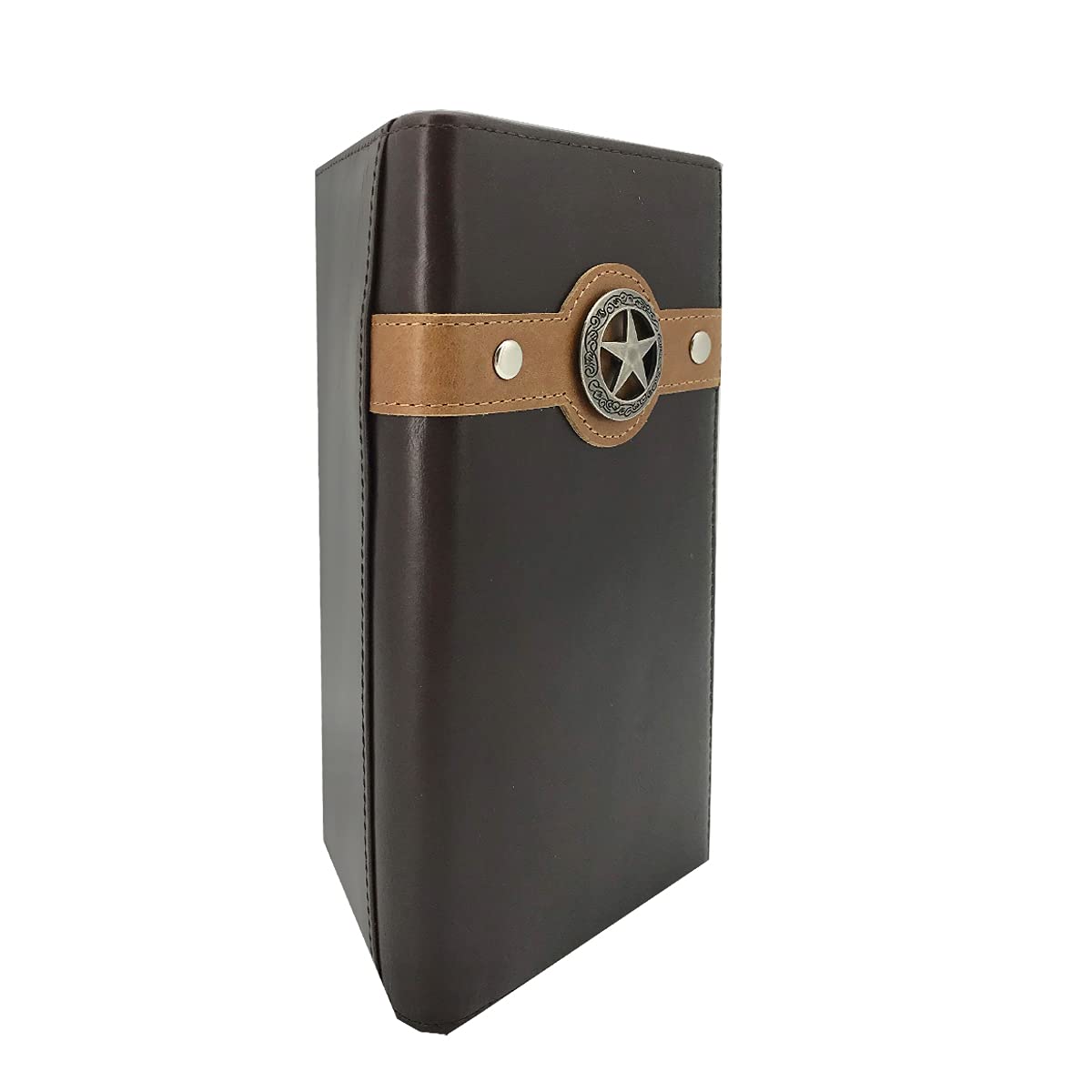 Janhooya RFID Blocking Mens Western Cowboy Wallet Genuine Leather Long Bifold Wallet (Star Coffee)