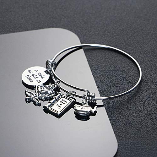 WENATA Inspirational Gift A Tale As Old As Time Beauty And The Beast Belle Bracelet Disney Jewelry Princess Bracelet Wedding Gift for Her (Tale as old BR)