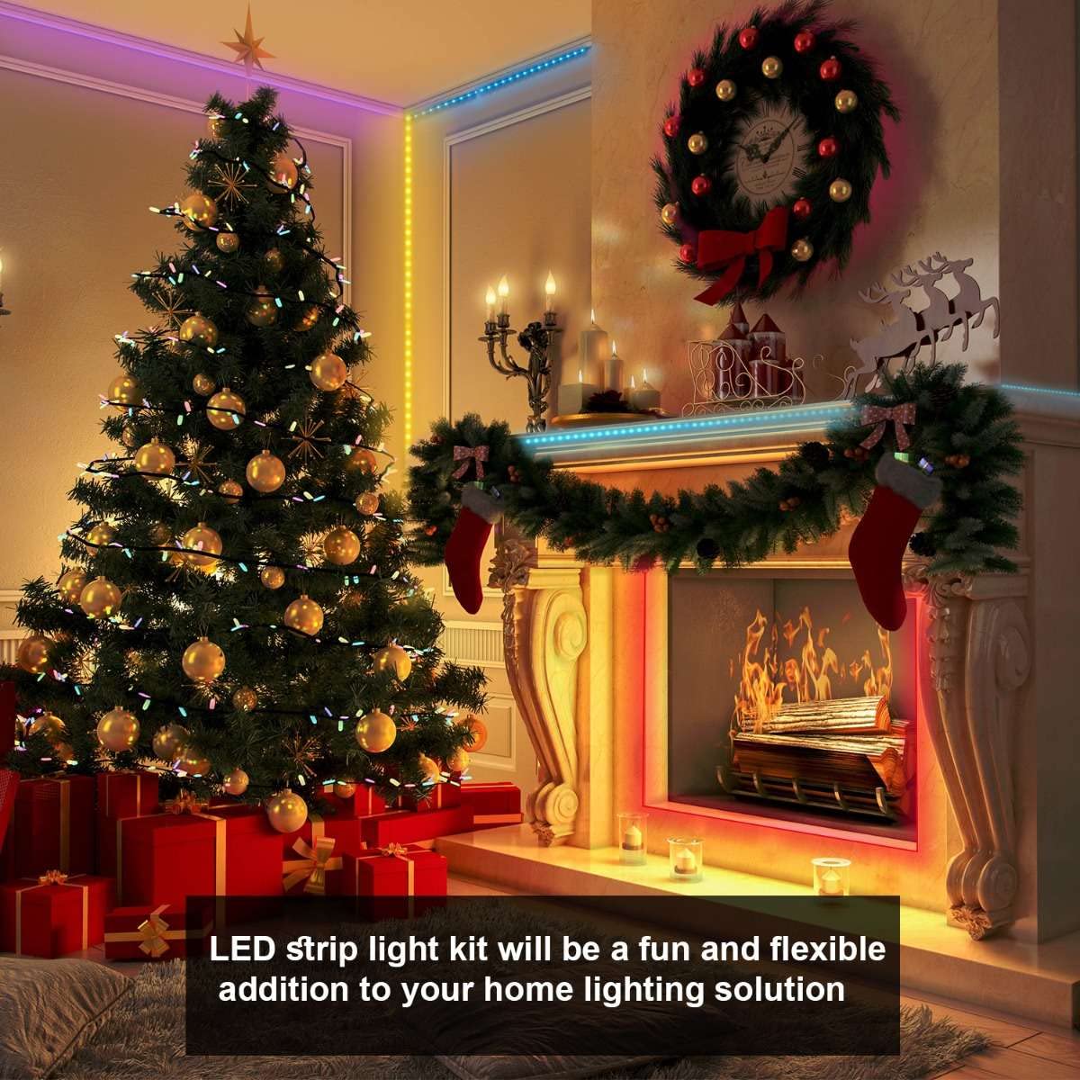 GOADROM LED Strip Lights Waterproof, Ultra Brighter 300LEDs IP65 Color Changing LED Lights for Bedroom,Built-in-Mic,Music Sync LED Light Strips,Phone Smart Controlled(APP+Remote +Mic/16.5ftx1)