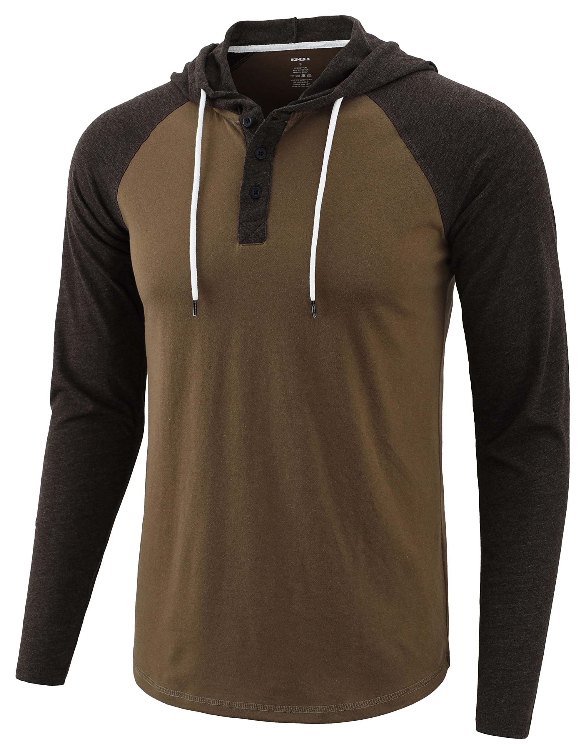 KNQR Men's Athletic Lightweight Slim Fit Running Jersey Henley Hooded Tee Shirts Active Hoodie Navy/Heather Blue S