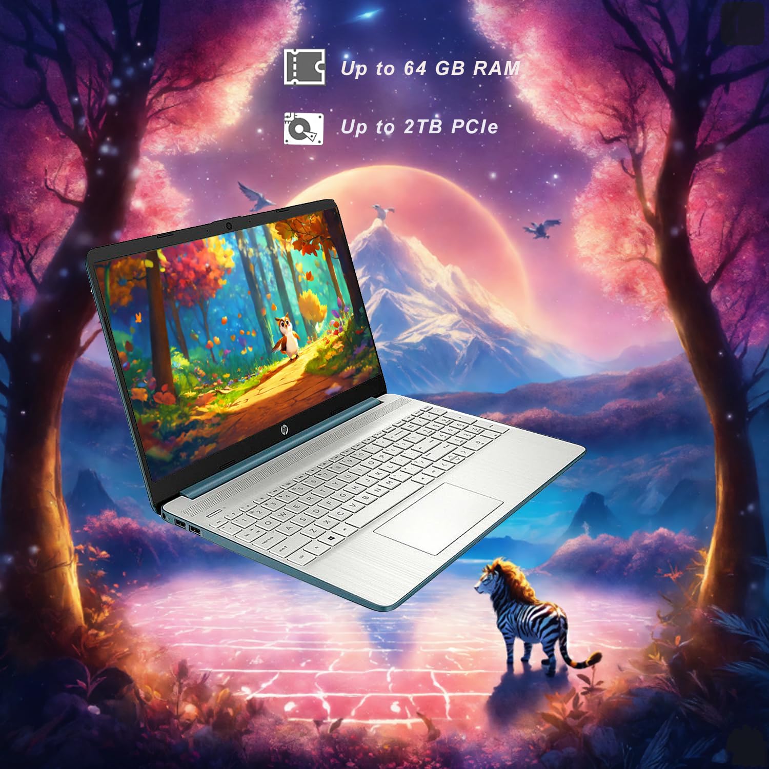 HP 15.6" HD Laptop, Intel Core i3-8130U Processor, 20GB Memory: 16GB Intel Optane + 4GB RAM, 2TB Hard Drive, Re-Writable DVD Drive, HD Webcam, Bluetooth, USB3.1, HDMI, Windows 10 Home, Blue