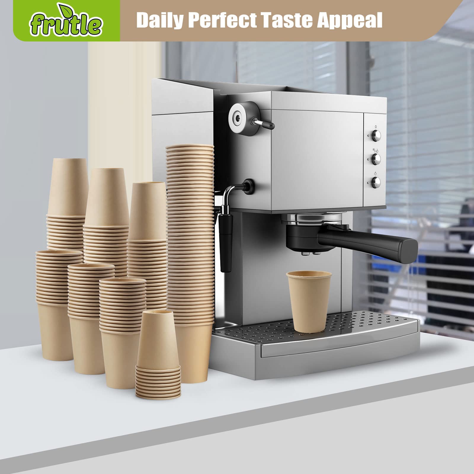 FRUTLE Paper Cups 12 OZ Coffe Cups-Paper Cups for Hot Beverages-Disposable Coffee Paper Cups -Unbleached Hot Cups-Everyday Use Parties Commercial Settings 160Pack