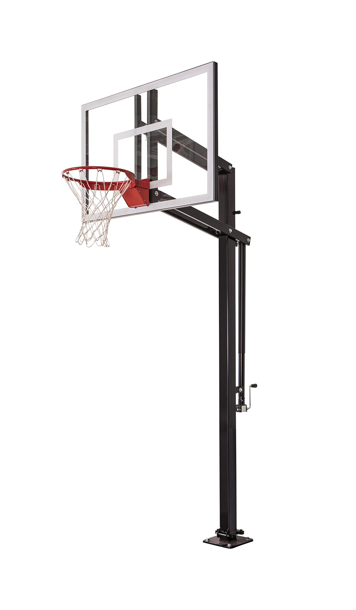 Goalsetter X454 In Ground Adjustable Basketball System with 54-Inch Glass Backboard and Flex Rim
