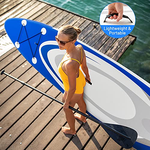 GYMAX Inflatable Stand Up Paddle Board, 6” SUP with Premium Complete Accessories, Backpack, Pump, Leash, Paddle & Removable Fins, Portable Stand Up Boat for All Skill Level