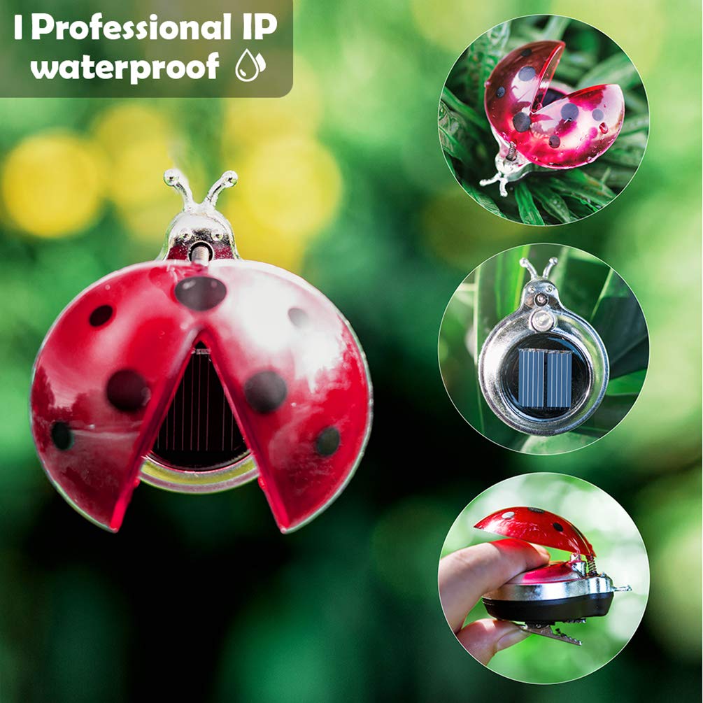HAVEONE Solar Lights Ladybug, 5 Pack Night Lights Waterproof Solar Garden LED Lights Stakes Decor Fences
