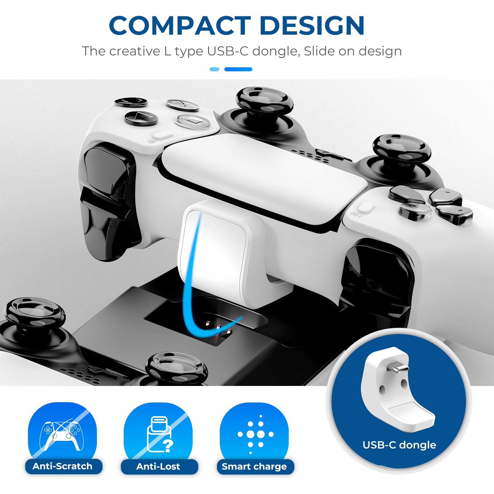 Gtcoupe Dual Ps5 Controller Charging Station Dock, Fast Charging Station for Dualsense Playstation 5 Controller, Playstation 5 Accessories Charger