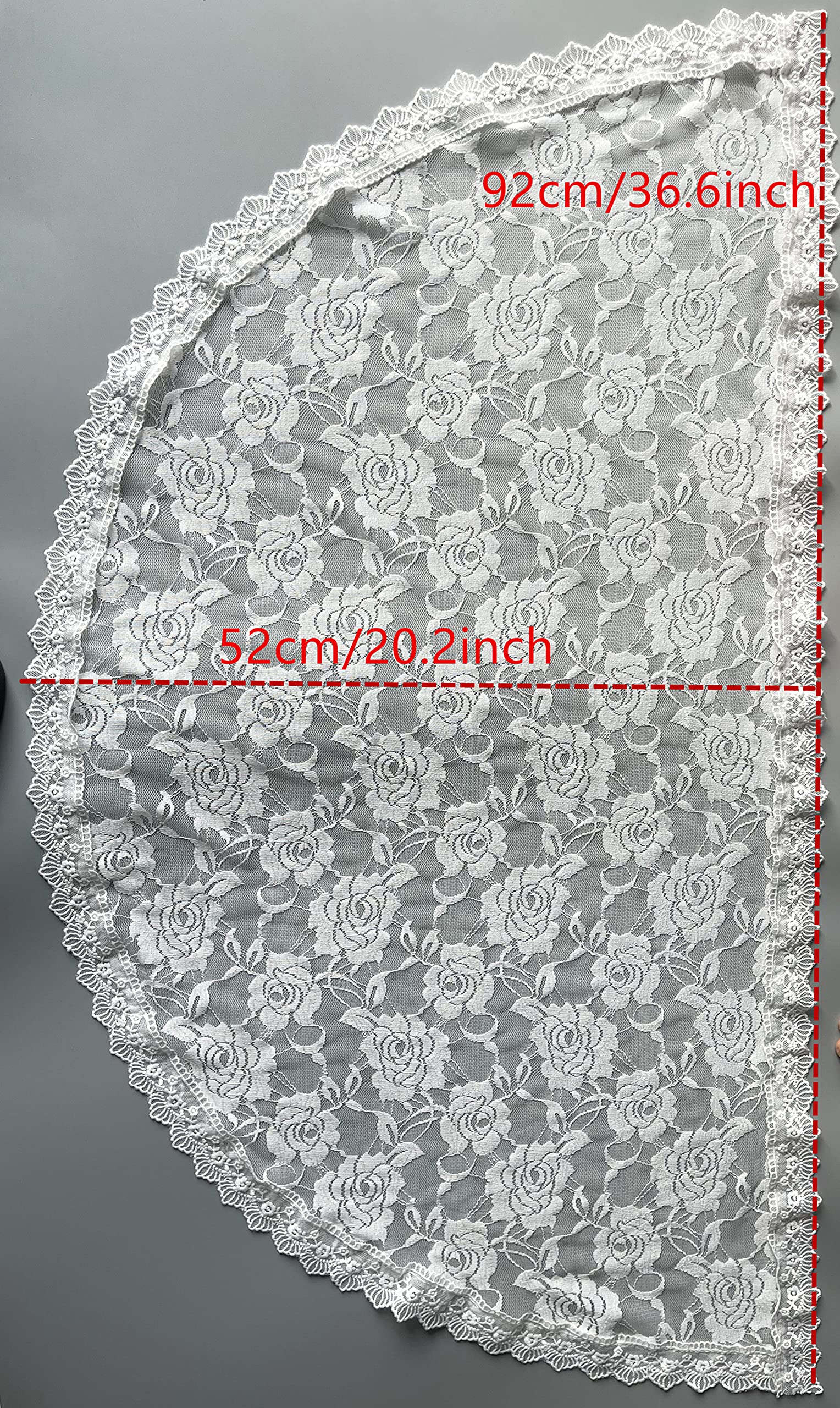 Grettytling Lace Mantilla Veil Soft and comfortable 7 Colors Spanish Style Rose Lace Veil Head Covering D Shape , 2pcs Black&white