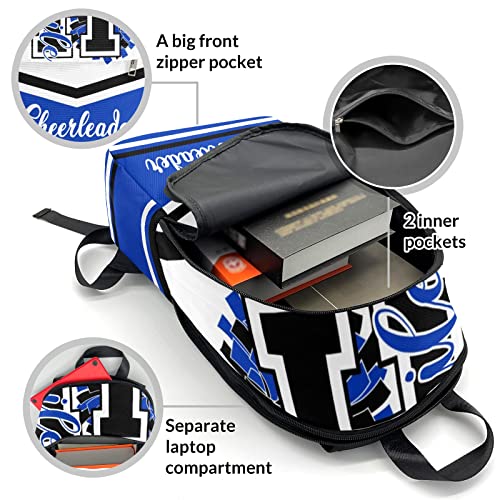 Yeshop Cheerleader Black Blue 1 Personalized Backpack for Teen Boys Girls,Custom Travel Backpack Bookbag Casual Bag Name Gift