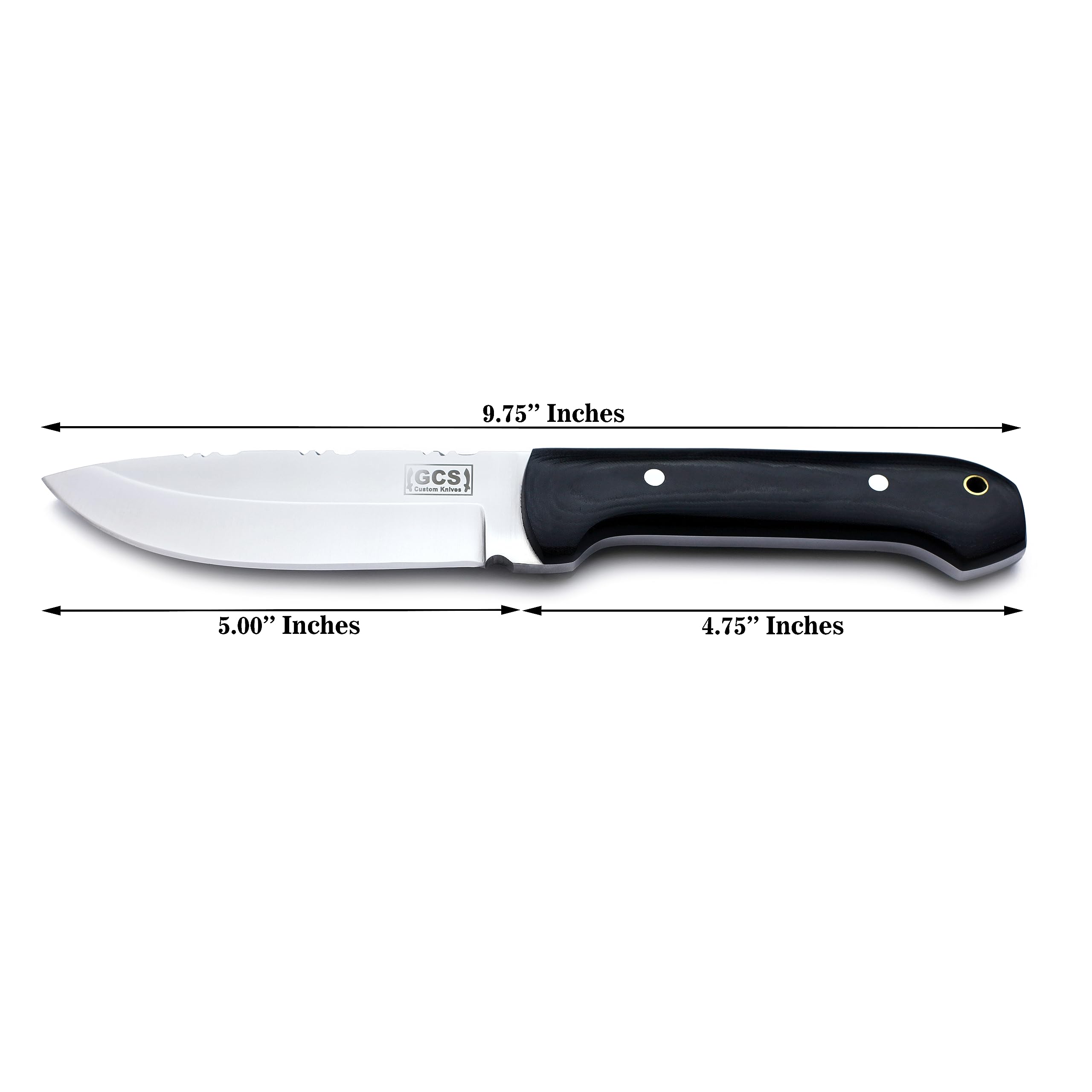 GCS Handmade Micarta Handle D2 Tool Steel Tactical knife Hunting Knife Camp Knife with leather sheath Full tang blade designed for Hunting & EDC GCS 108