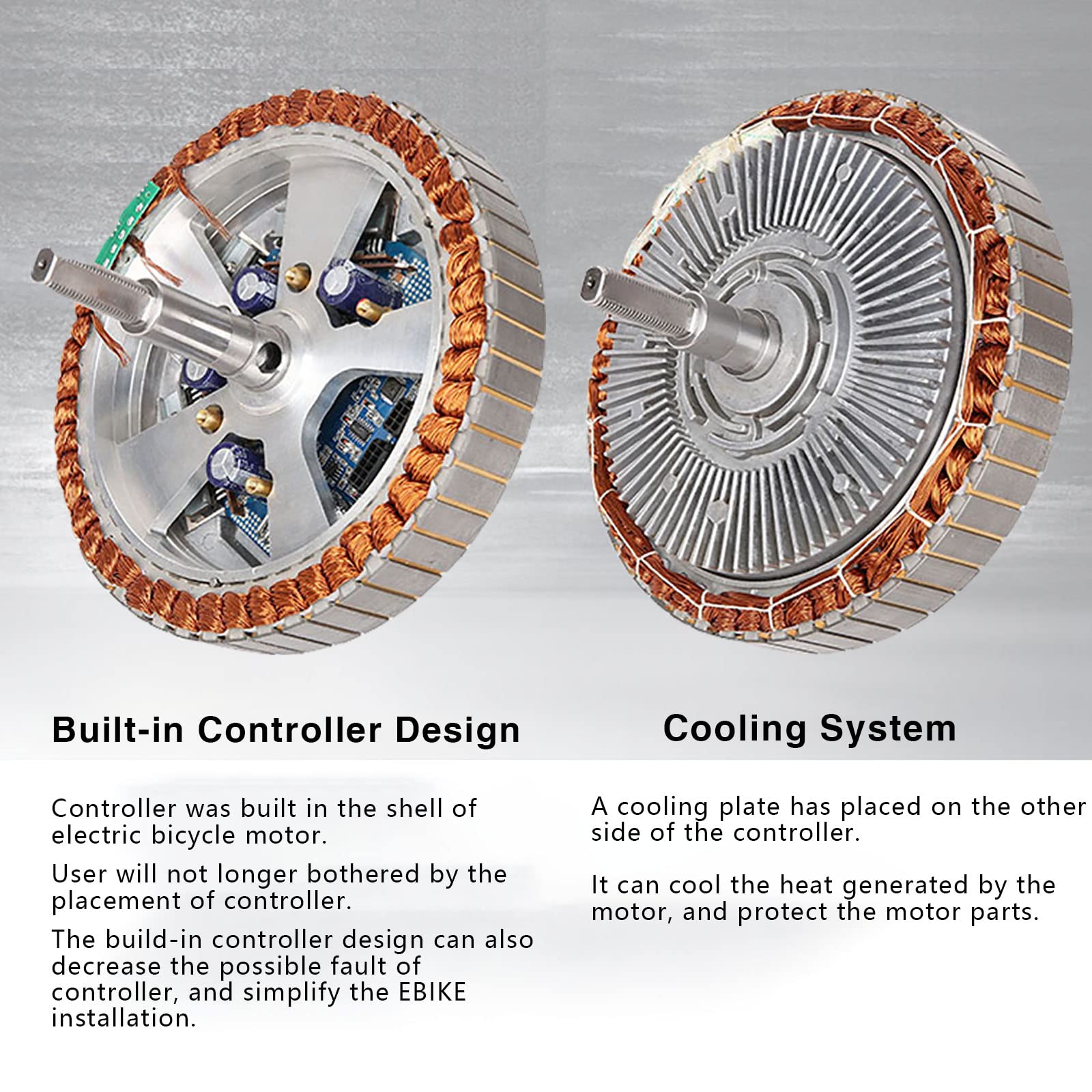 JAUOPAY Electric Bicycle Conversion Kit, 48V 1500W EBike Brushless Gearless Hub Motor, 22.5" Rear Wheel Frame for 26" x 1.95"~2.125" Tire, Build-in Dual Mode Controller Full Waterproof Kit