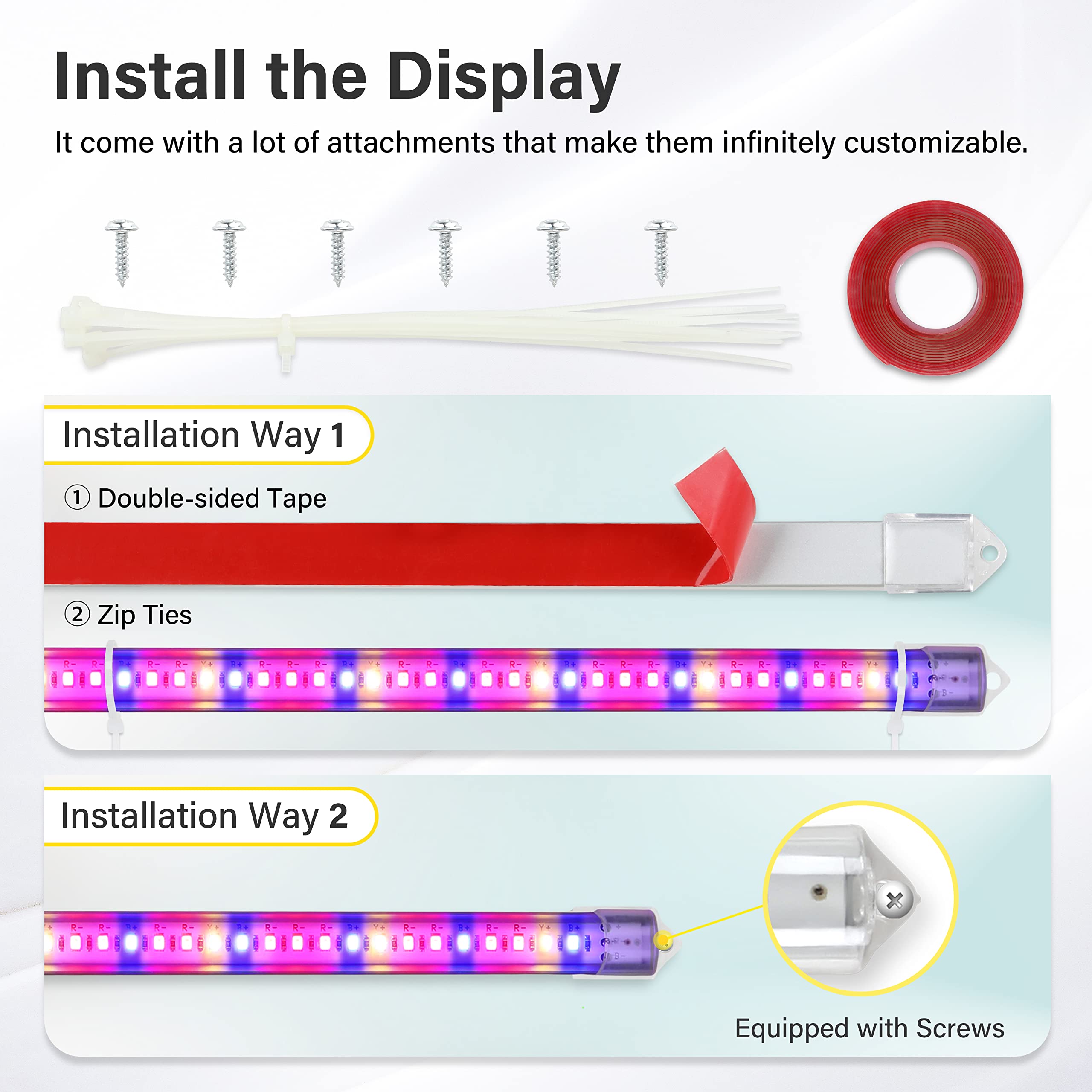 iPower LED Grow Light Strips Full Spectrum for Indoor Plants with Auto ON/Off 3/9/12H Timer, 10 Dimmable Levels 48 LEDs Per Tube, Sunlike Grow Lamp for Hydroponics Succulent, 1 Pack, Mix, 4 Tubes
