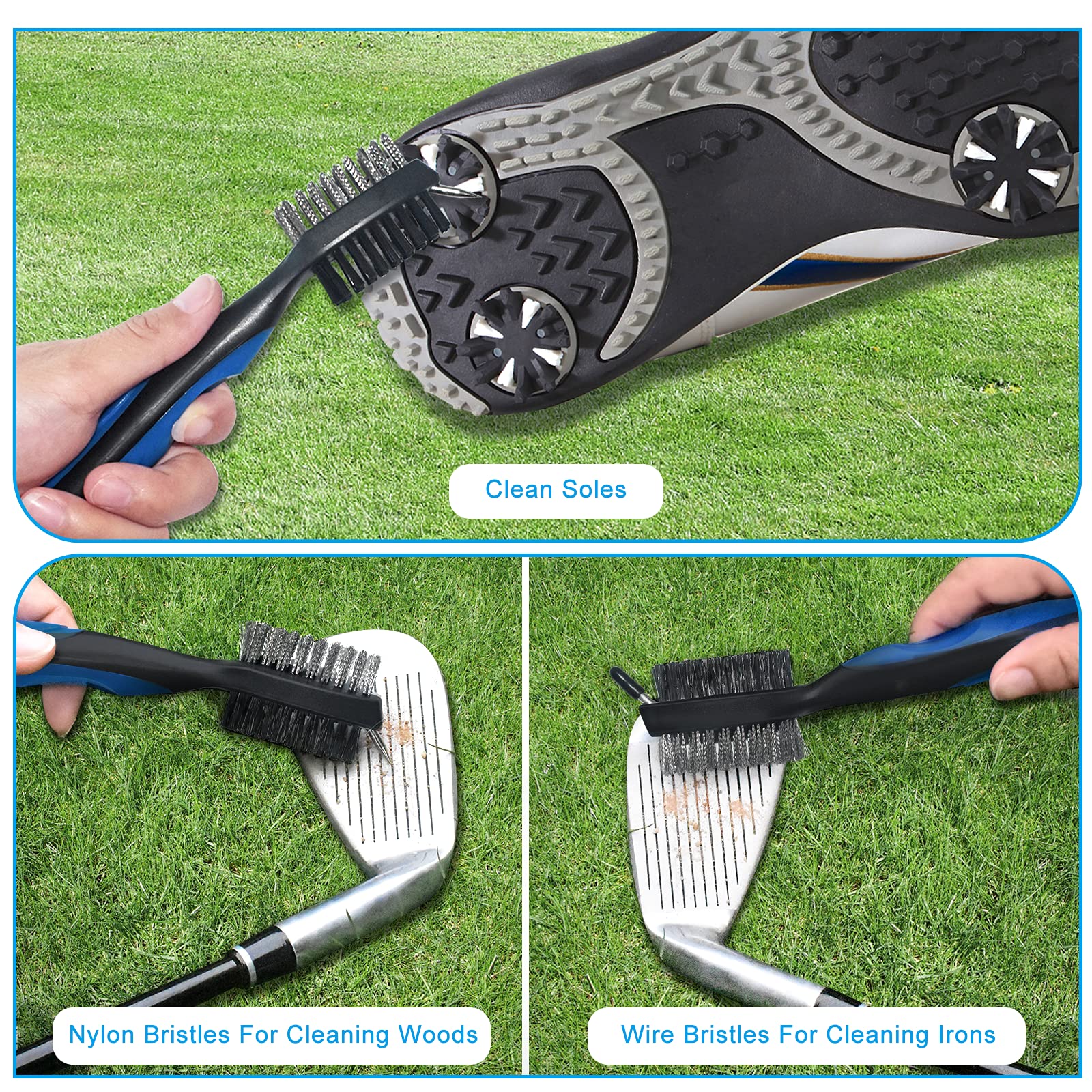 Golf Towel Golf Club Cleaning Kit, Microfiber Waffle Pattern Golf Towel with Carabiner Clip, Golf Brush Tool with Club Groove Cleaner, Cooling Towel, Golf Divot Tool, Golf Tees Golf Accessories