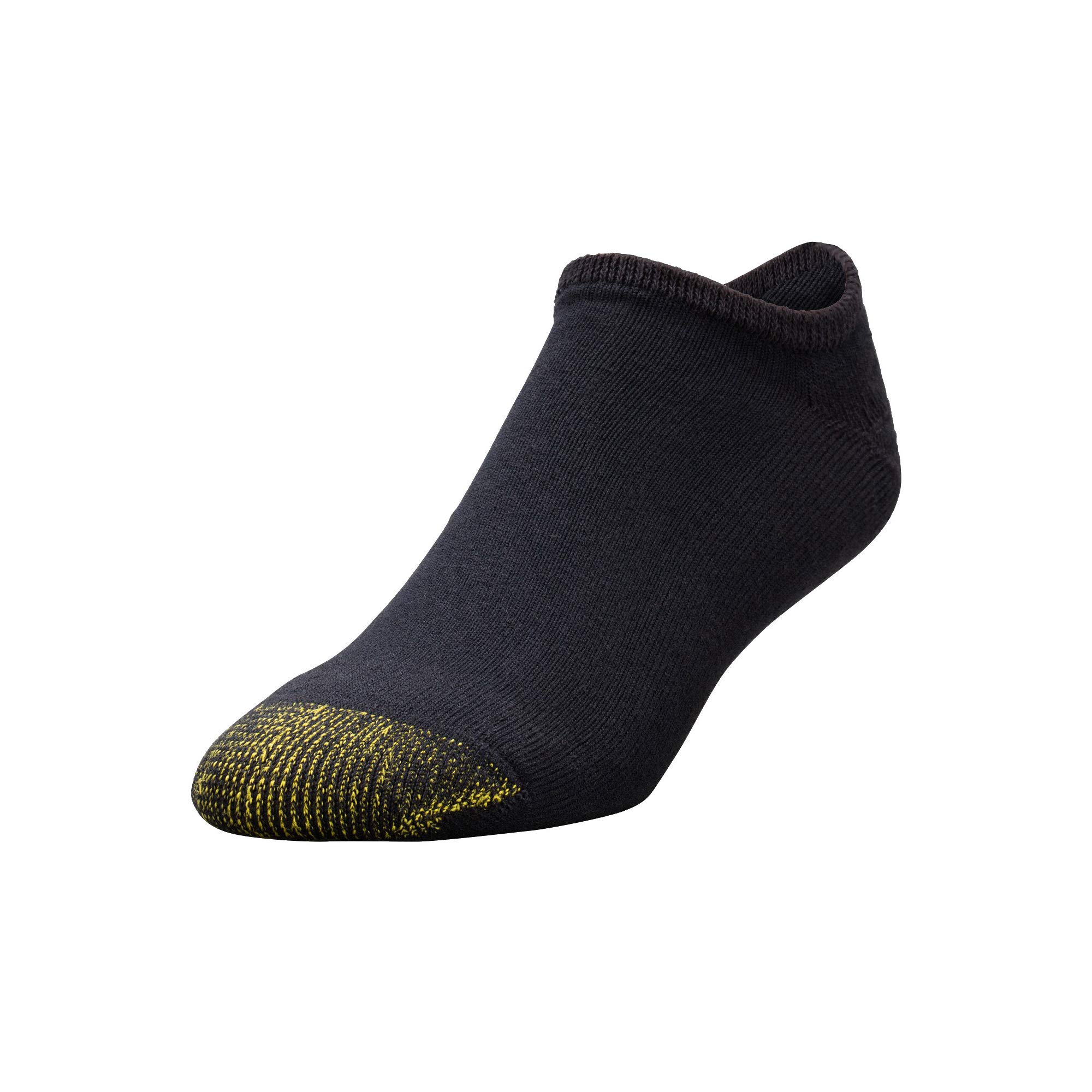 GOLDTOE Men's 656F Cotton No Show Athletic Socks, Multipairs, Black (6-Pairs), Large
