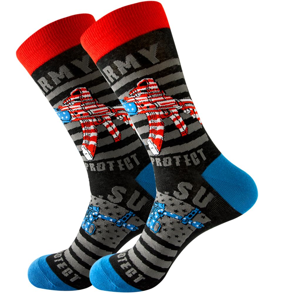 HSELL Mens Fun Patterned Dress Socks Funny Novelty Crazy Design Cotton Socks Gift for Men (4 Pairs - Car)