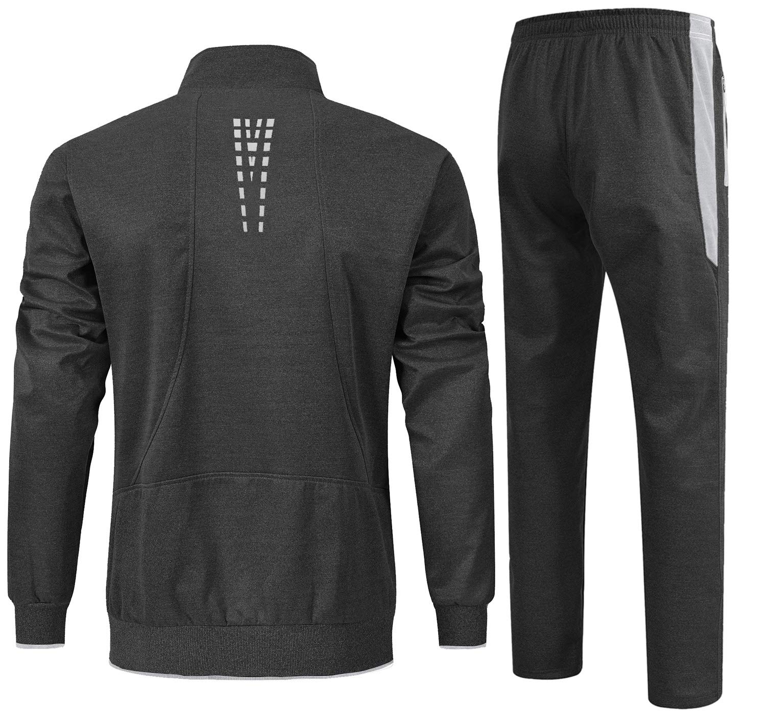 Gopune Men's Athletic Jacket and Pants Sports Training Track Suit Set (Black3,M)