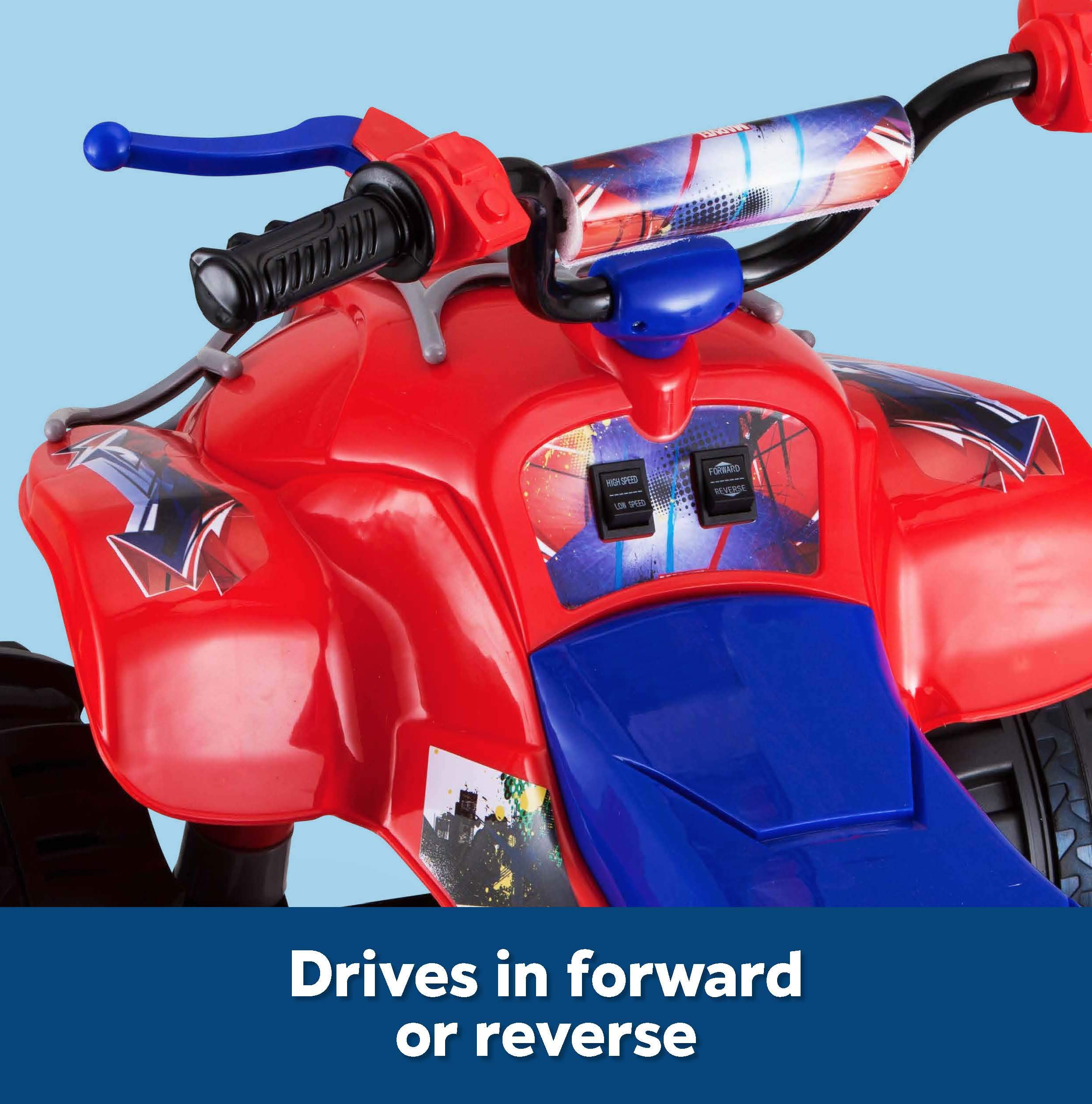 Kid Trax Marvel Spiderman Toddler ATV Ride On Toy, 12 Volt Battery, 3-7 Years, Max Rider Weight 88 lbs, Spider-Man Blue