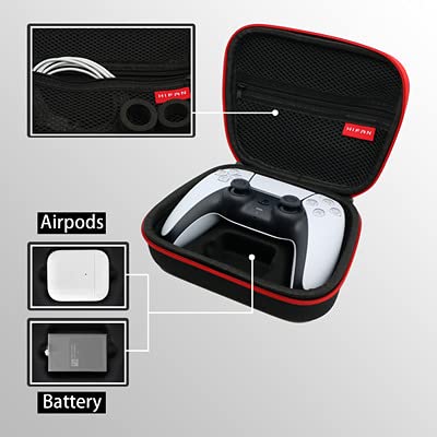 INTOOIN Controller Carry Case,Portable EVA Controller Storage Bag for PS5 Gamepad,Protective Storage Handbag Pouch Case Bag,Waterproof Anti‑Dust,Built‑in Earphone Groove