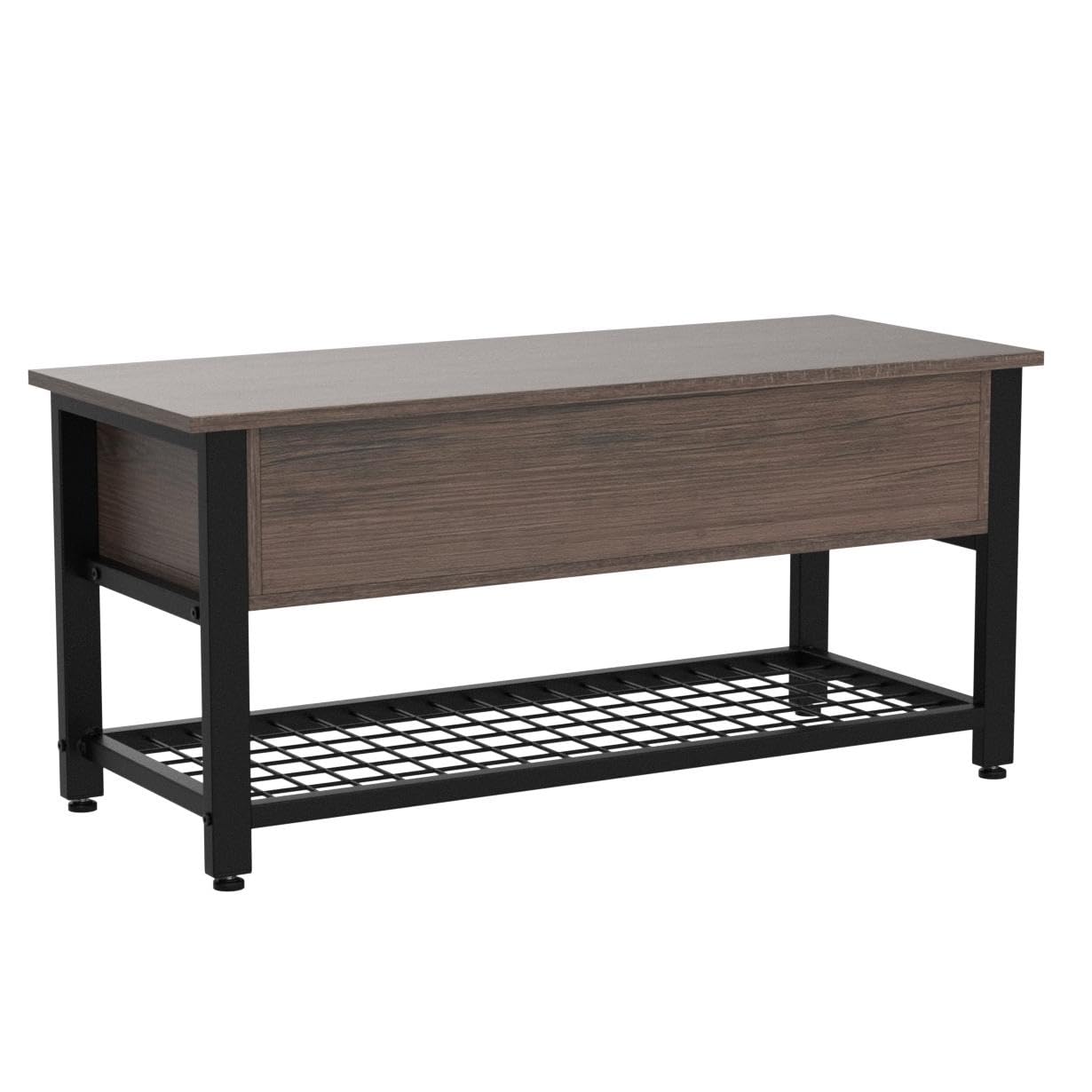 HOMEKOKO Industrial Storage Bench, Entryway Lift Top Shoe Storage Bench in Dining Room, Hallway, Living Room Metal Frame (Rustic Brown)